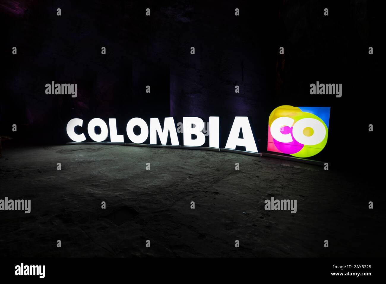 Colombia light sign in a cave Stock Photo - Alamy