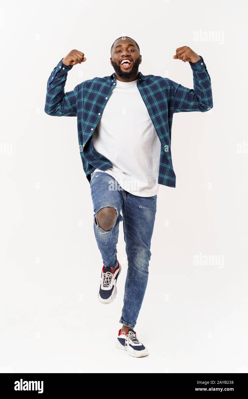 Stylish Young Hip Hop Male Dancer Against White Stock Photo