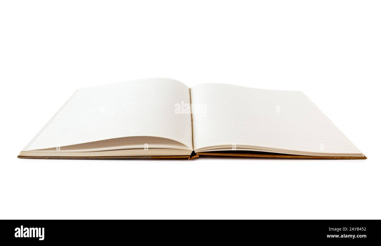 Open blank notebook isolated on white Stock Photo - Alamy