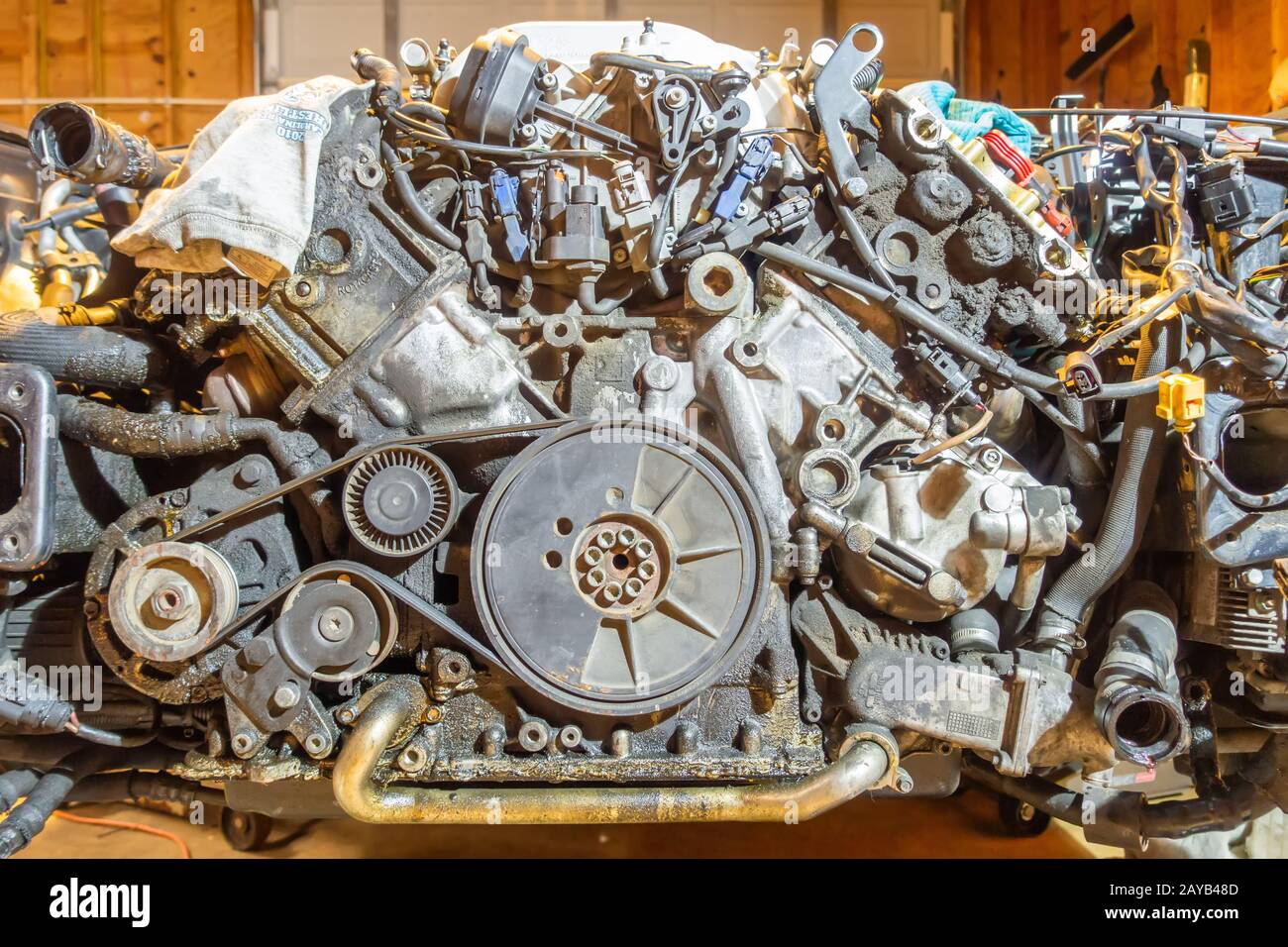 getting work done on old engine to be rebuilt Stock Photo - Alamy