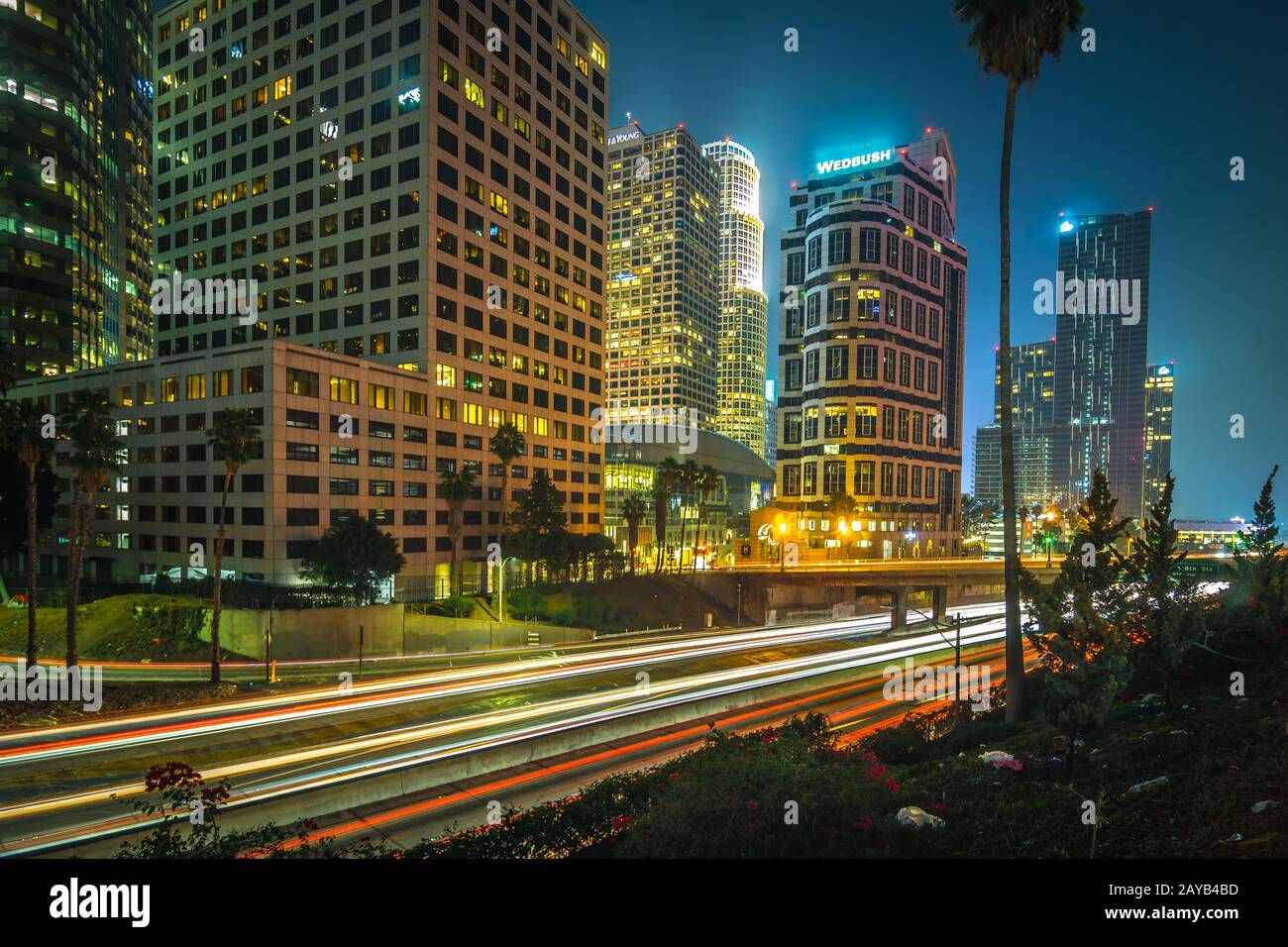 Los Angeles, Urban City at Sunset with Freeway Trafic Stock Photo - Alamy
