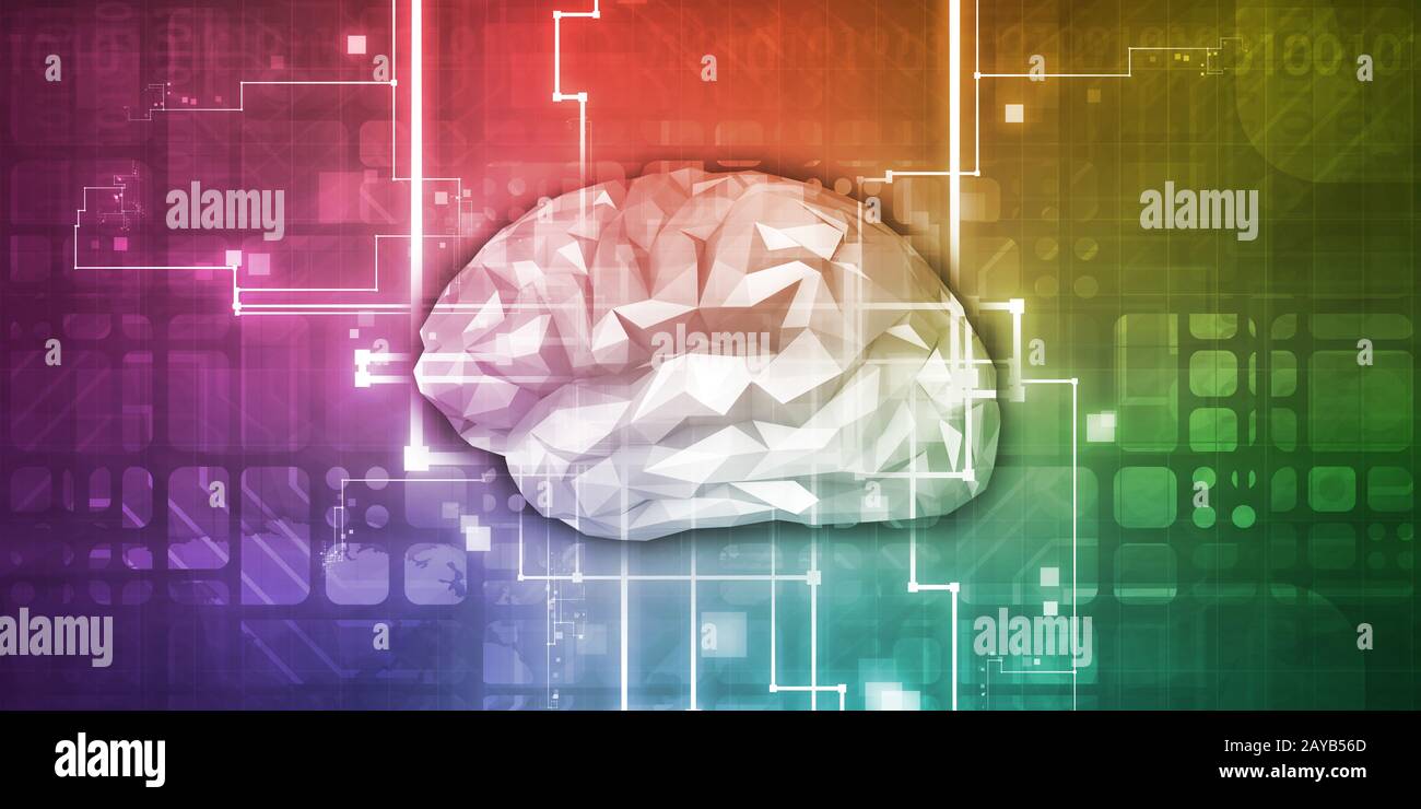 Science Technology with Brain Stock Photo - Alamy