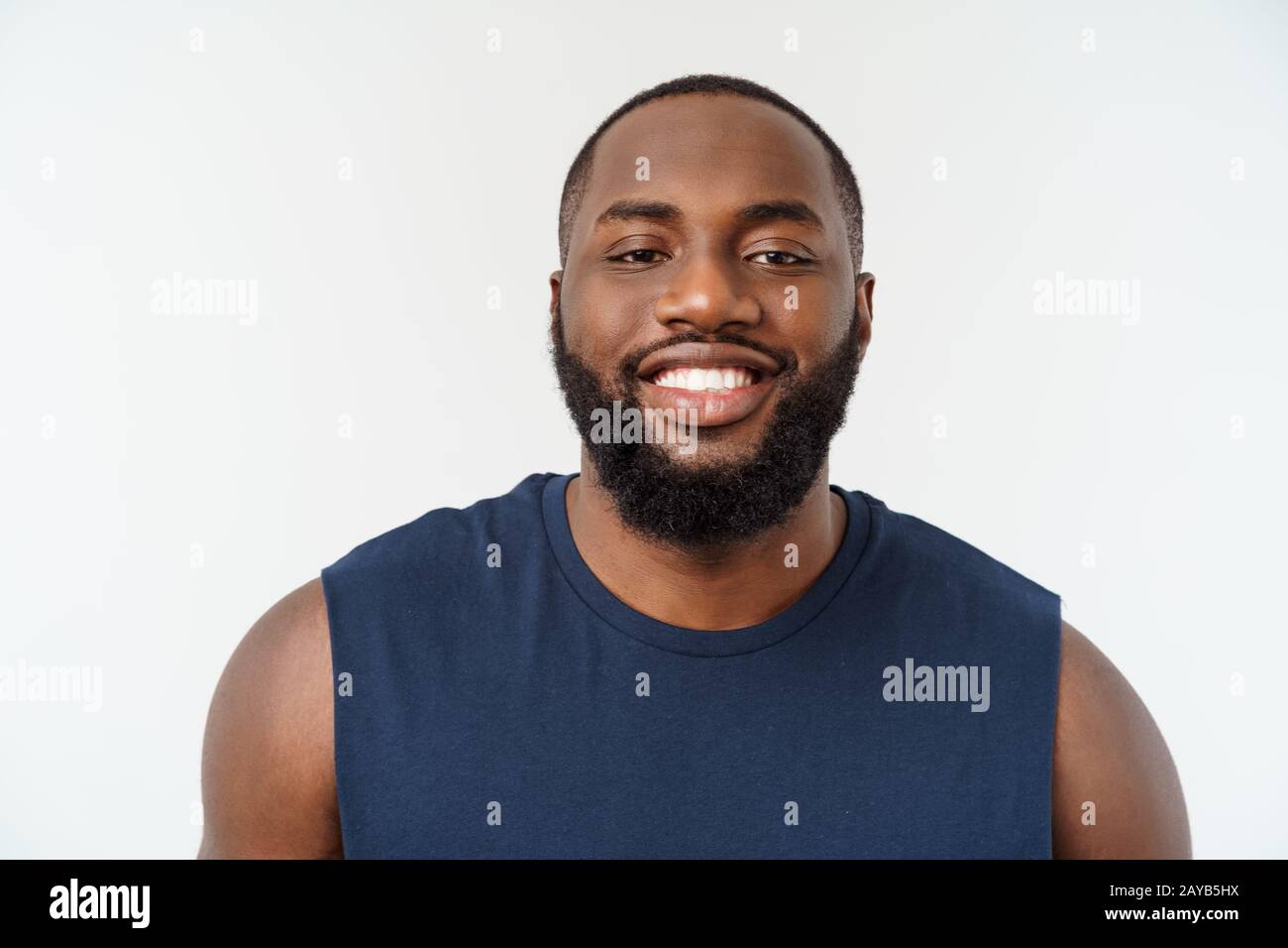 Young fitness african black man in sport wear cheering carefree and ...