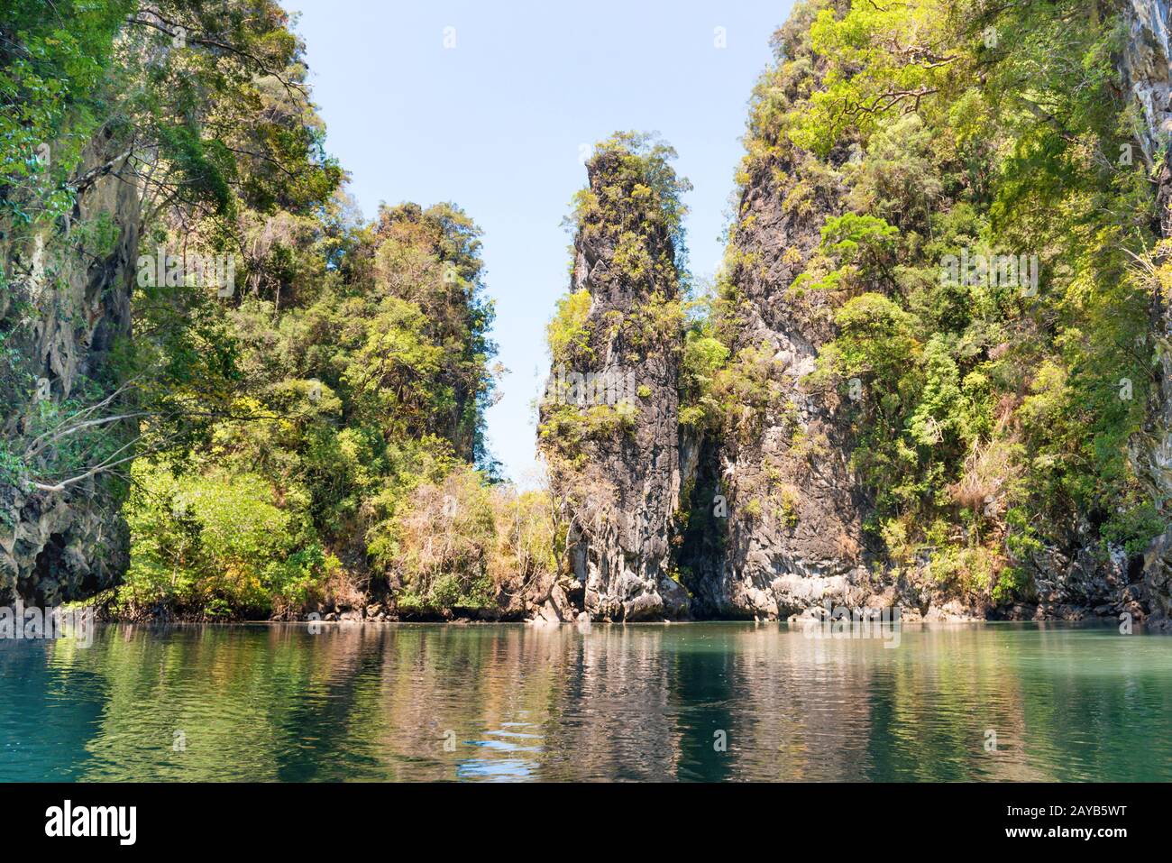 Tropical landscape of lagoon with rock islands Stock Photo - Alamy