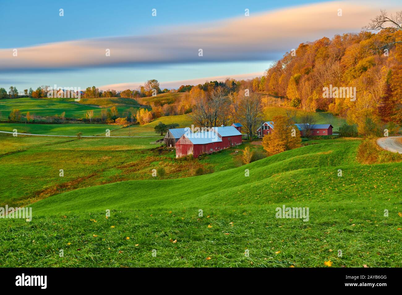 Jenne Farm with barn at sunny autumn morning Stock Photo - Alamy