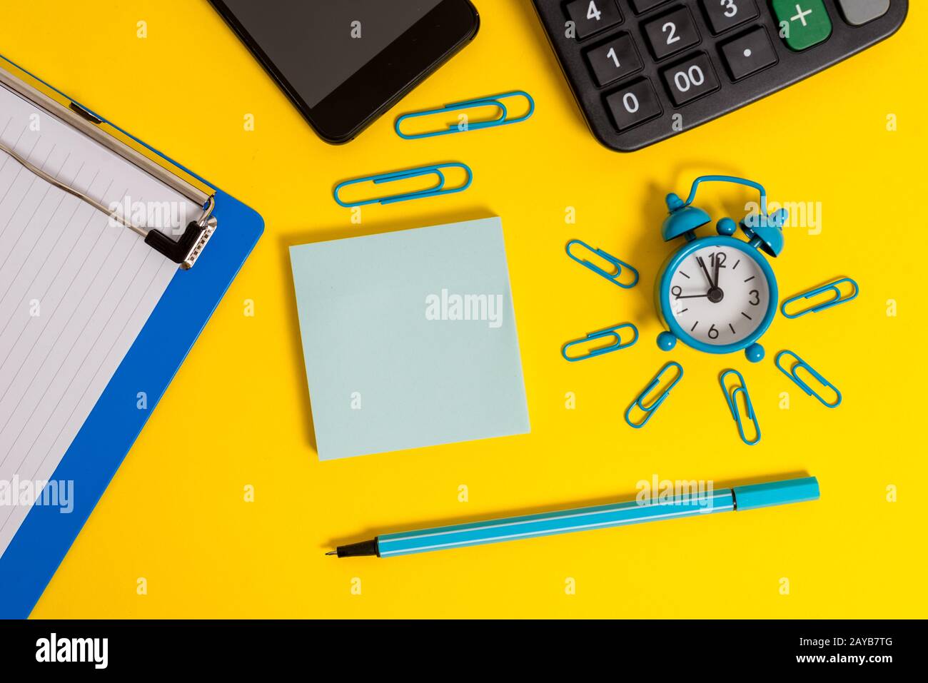 Metal retro vintage alarm clock wakeup clips clipboard calculator paper ...