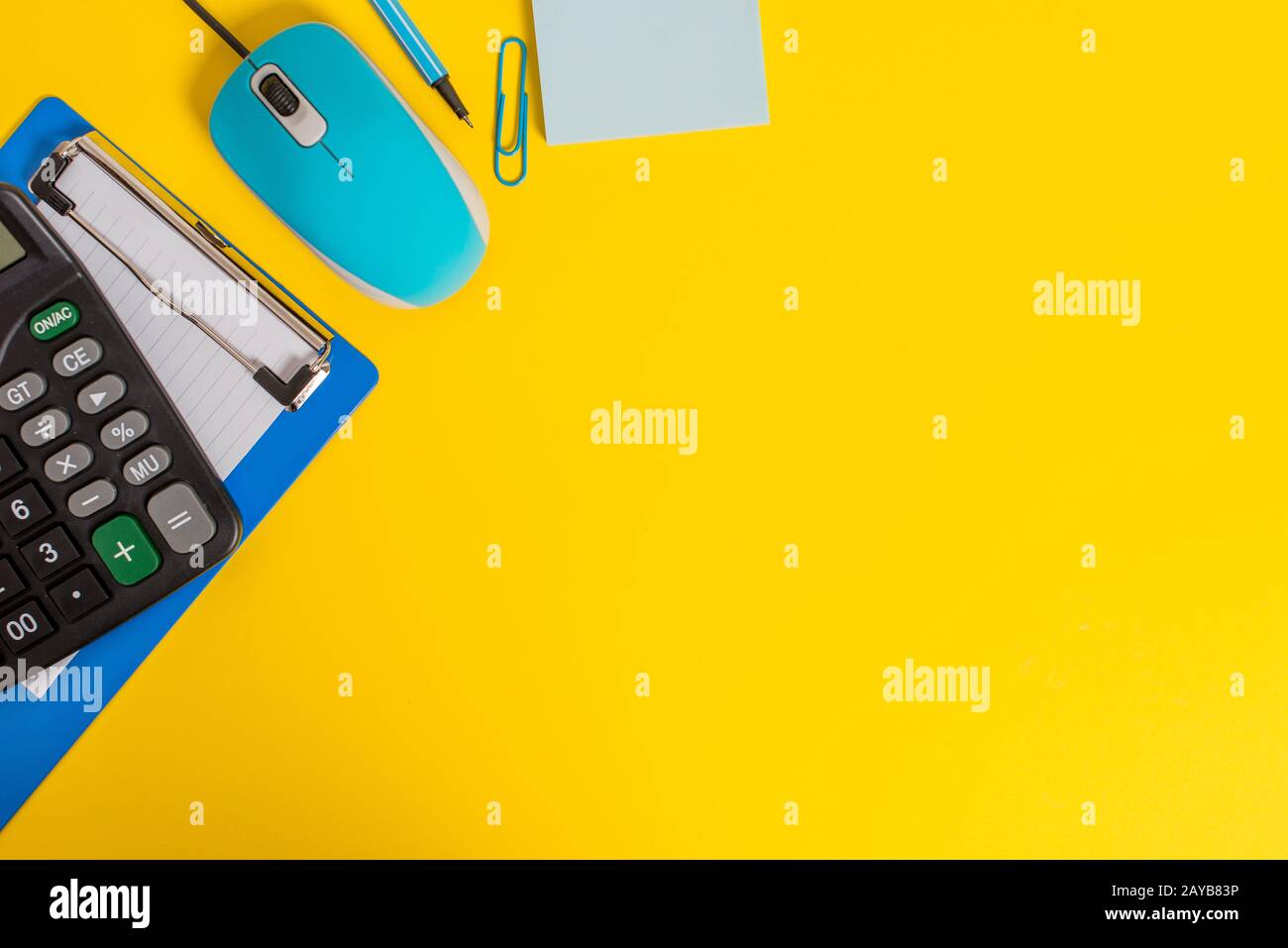 Close view clipboard blank striped paper sheet clip binder pencil ...