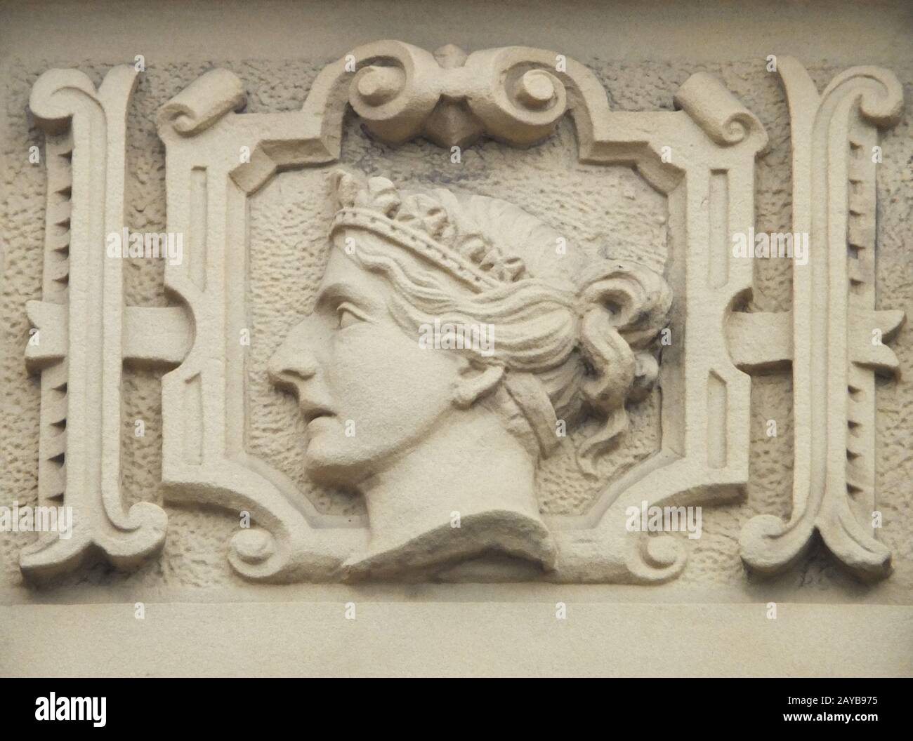 stone relief carving of queen victoria on an old building Stock Photo ...