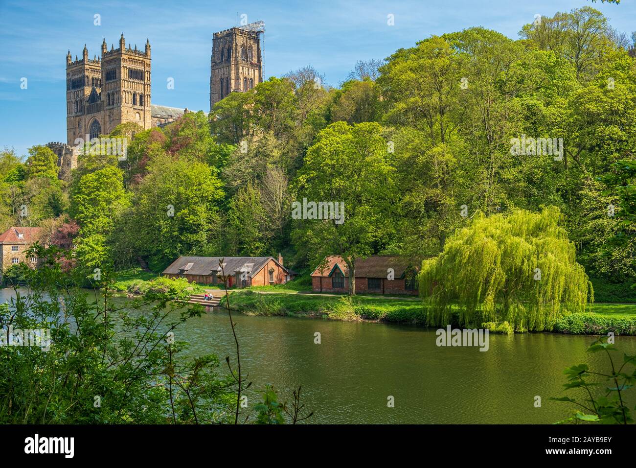 Durham Cathedral and River Wear in Spring in Durham, United Kingdom ...