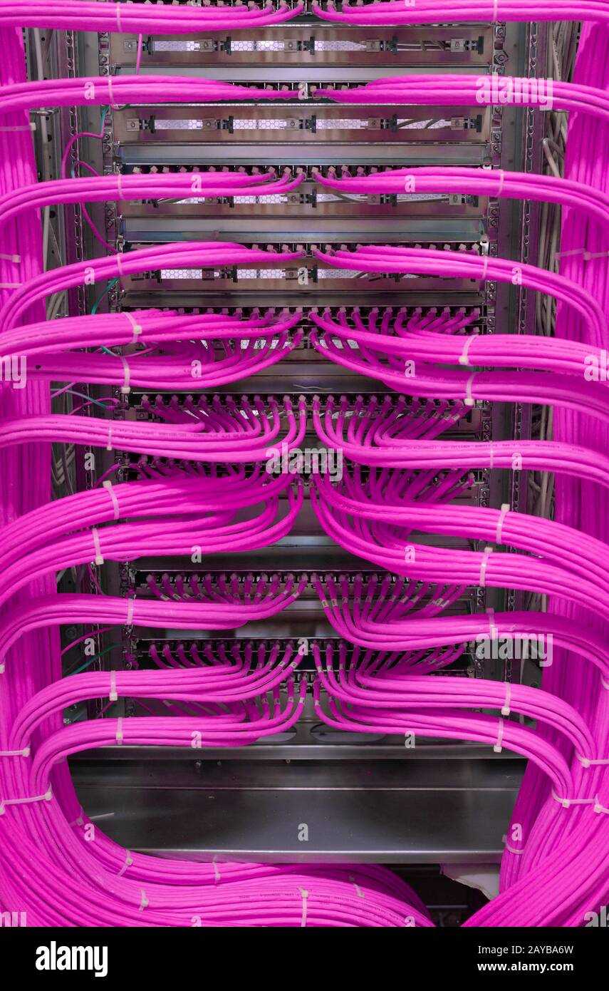 Network switch connections for network cable RJ45 Stock Photo - Alamy