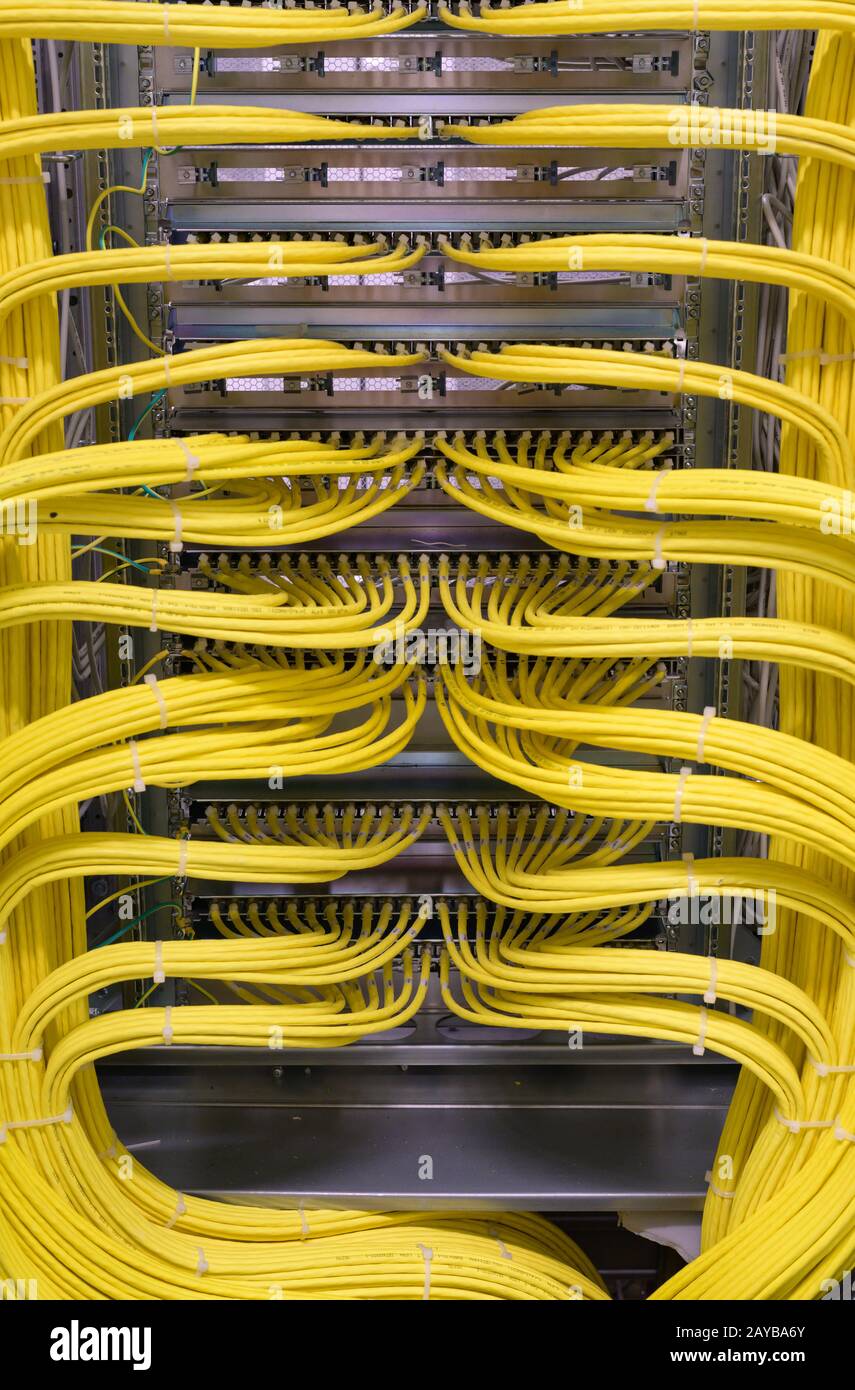 Network switch connections for network cable RJ45 Stock Photo - Alamy