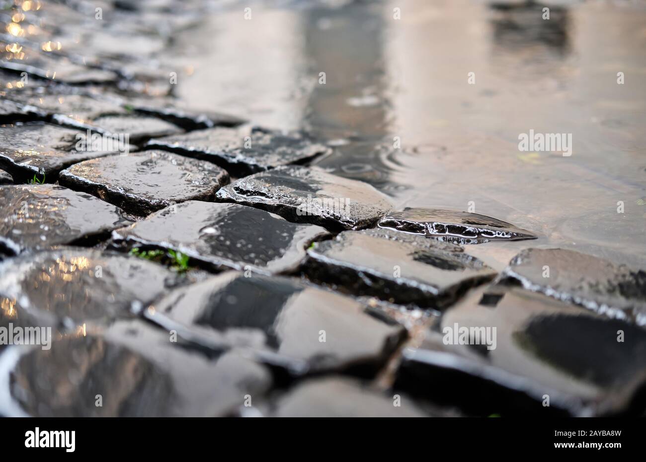 Cobblestone brick paved street in Rome Stock Photo - Alamy