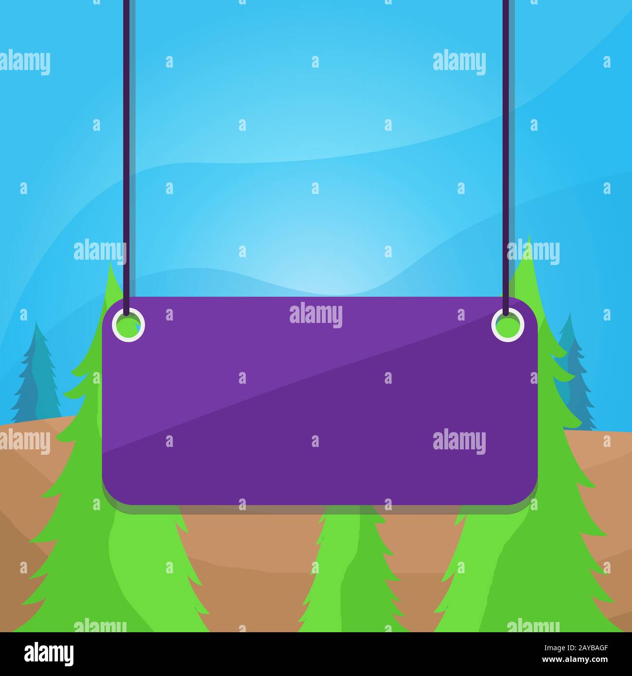 Hanging empty rectangle shaped sign on colorful background. Board ...