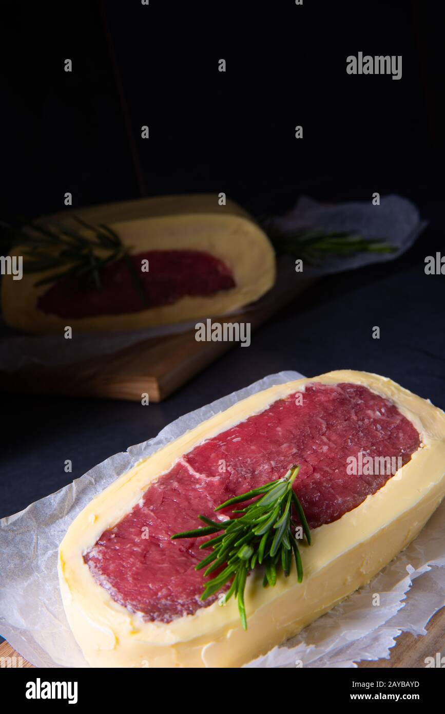 Steaks matured in butter refined with sea salt Stock Photo - Alamy