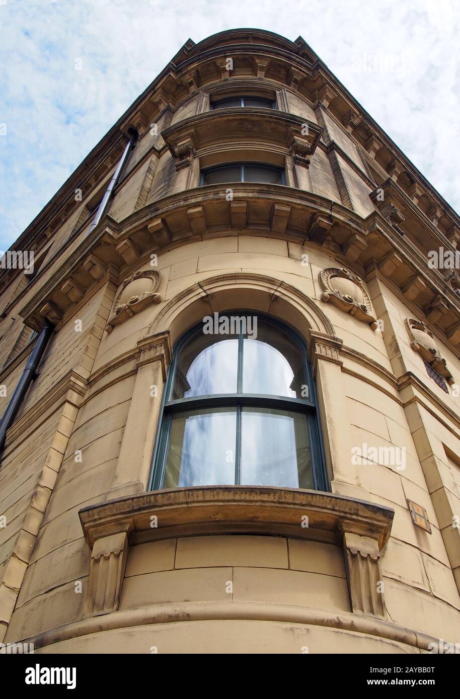perspective view of a 19th century tall stone neoclassical building ...