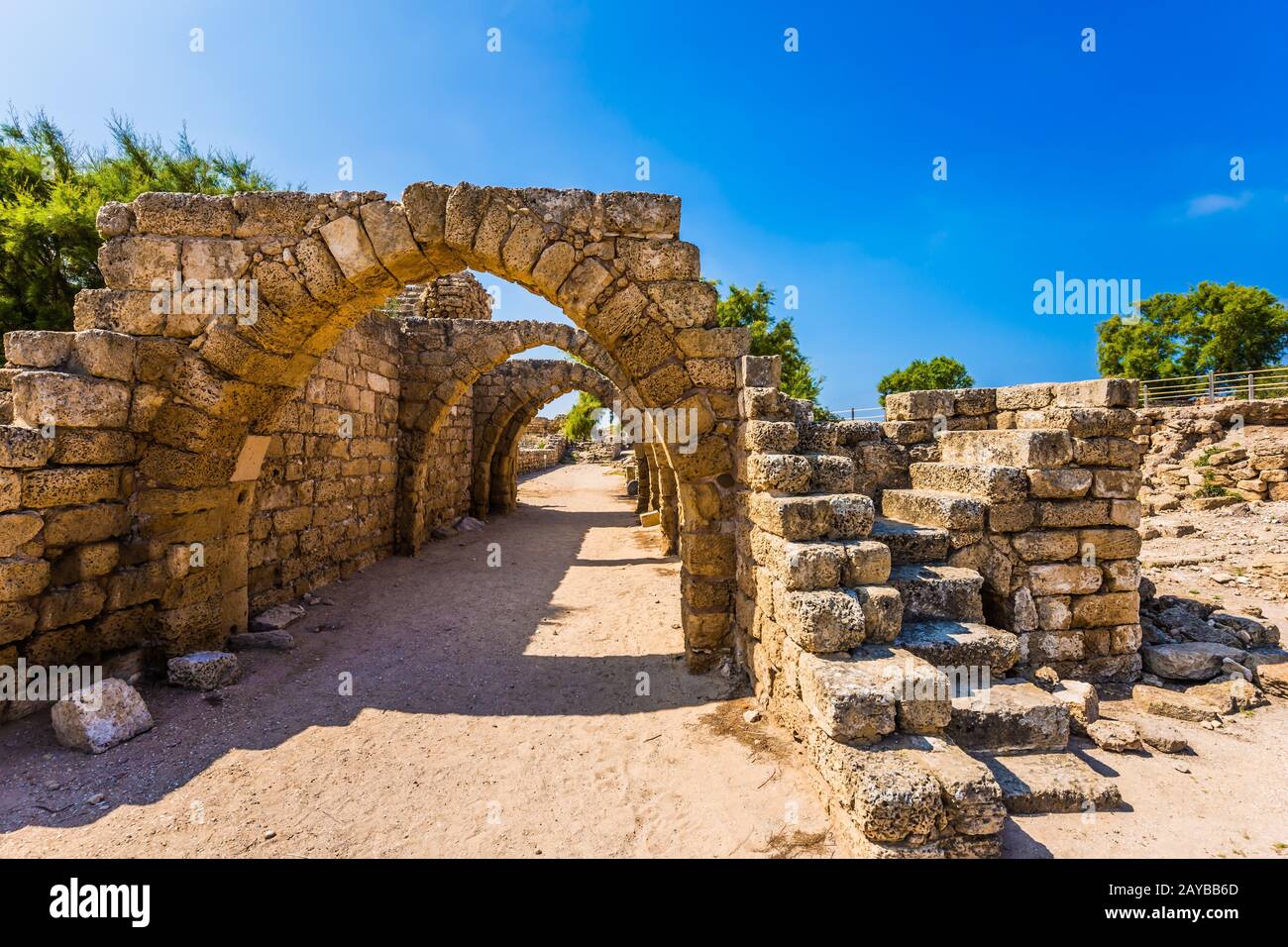 Sunny Port of Caesarea Stock Photo - Alamy