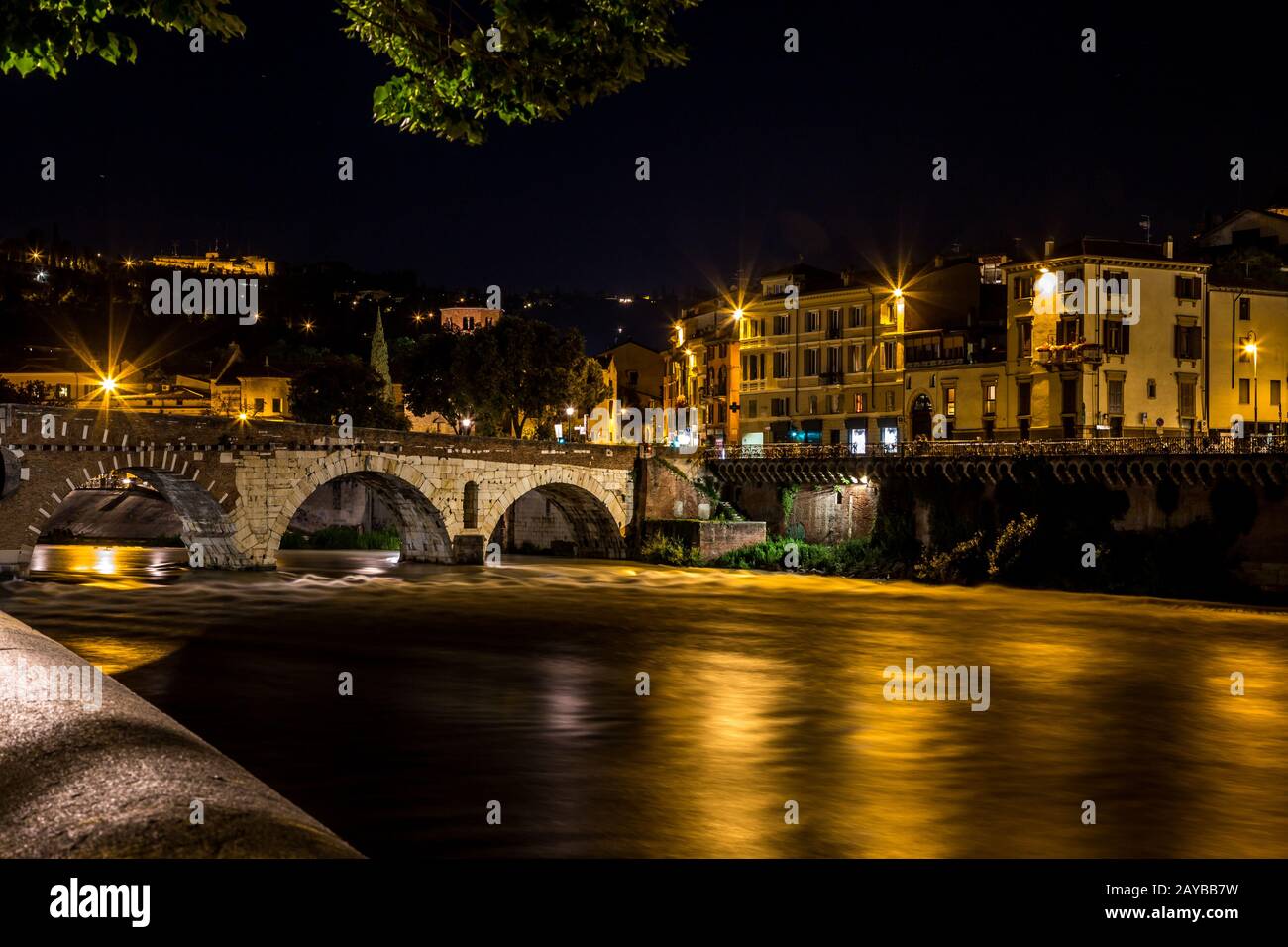 Verona city at night Stock Photo - Alamy
