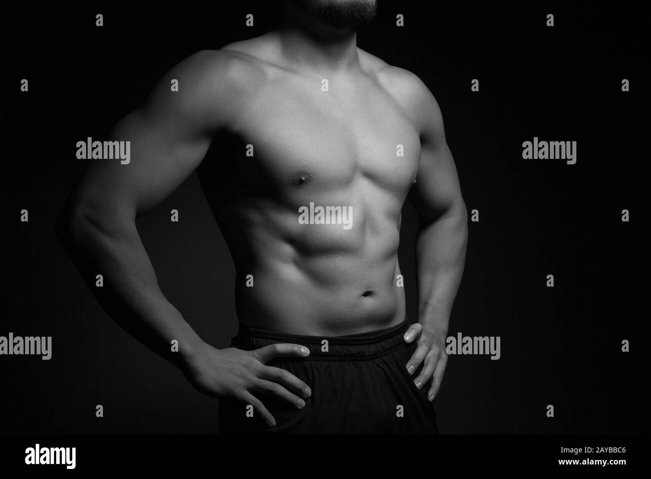 Fit man with perfect fat free body. Fitness Stock Photo - Alamy