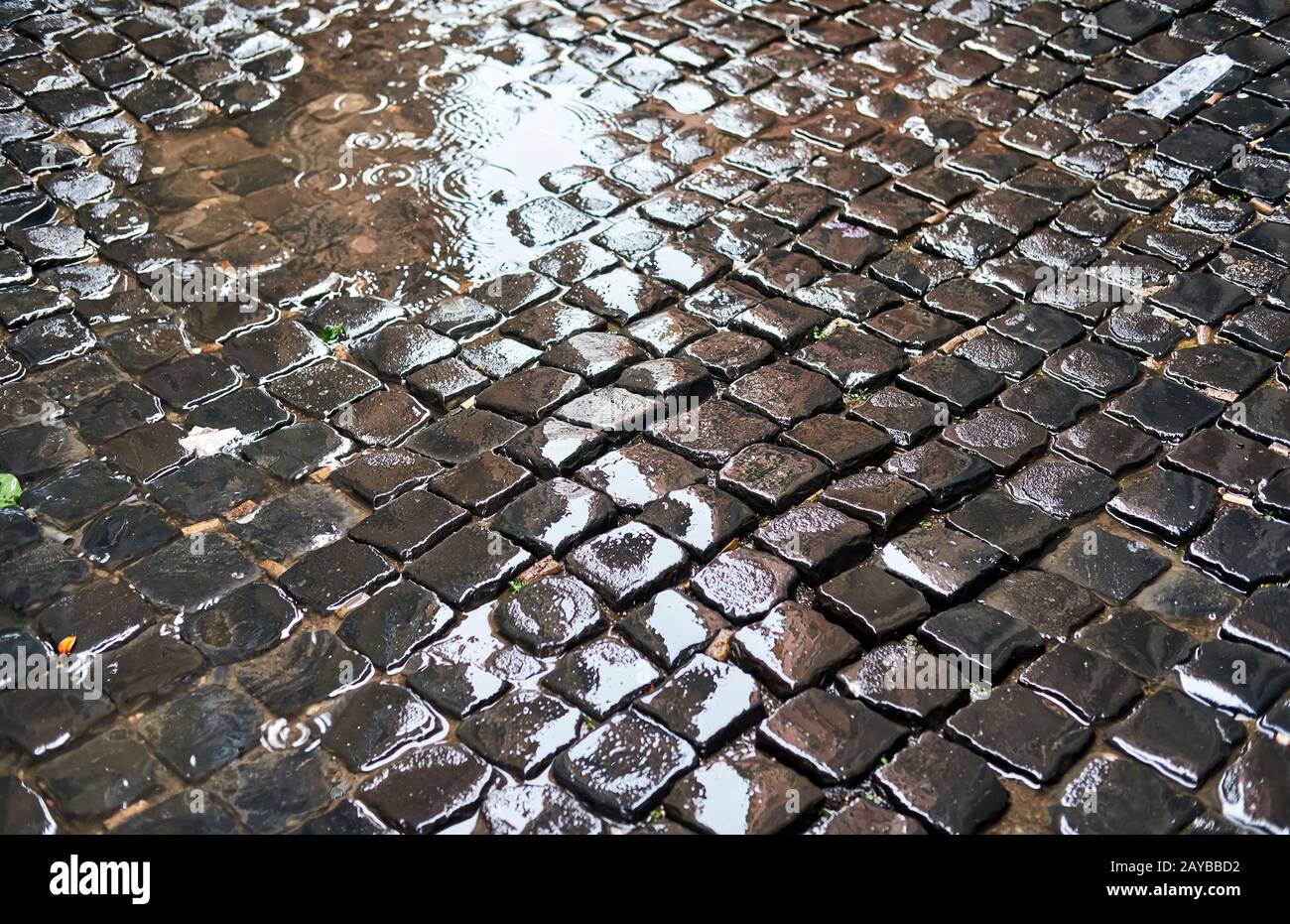 Cobblestone brick paved street in Rome Stock Photo - Alamy