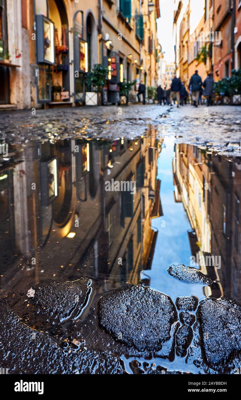 Cobblestone brick paved street in Rome Stock Photo - Alamy
