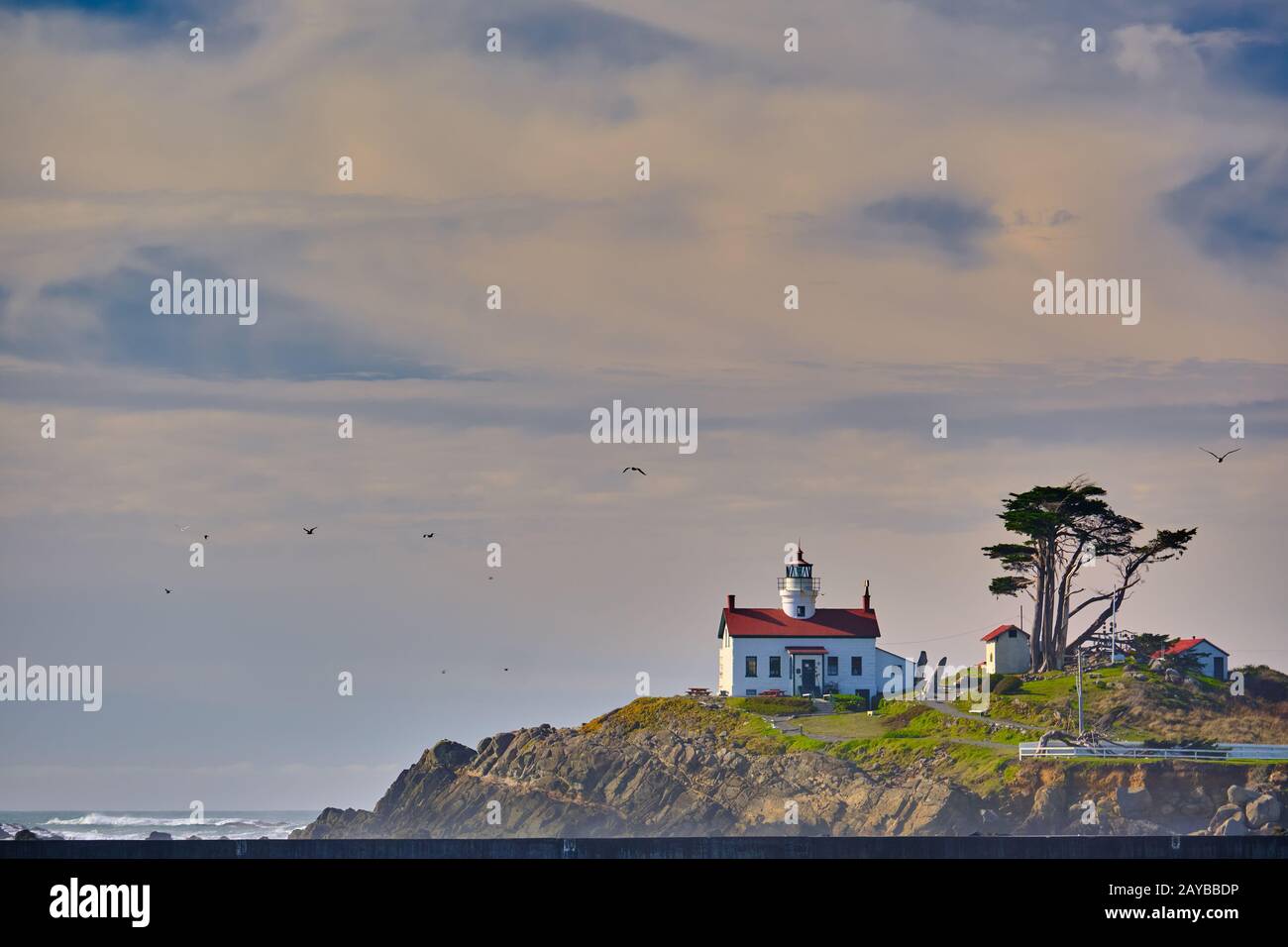Battery Point Lighthouse at Pacific coast, built in 1856 Stock Photo ...