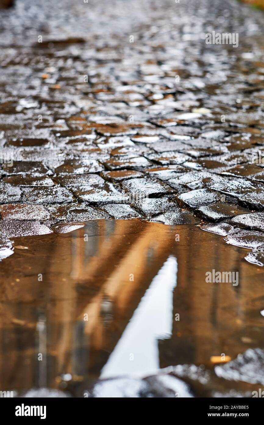 Cobblestone brick paved street in Rome Stock Photo - Alamy