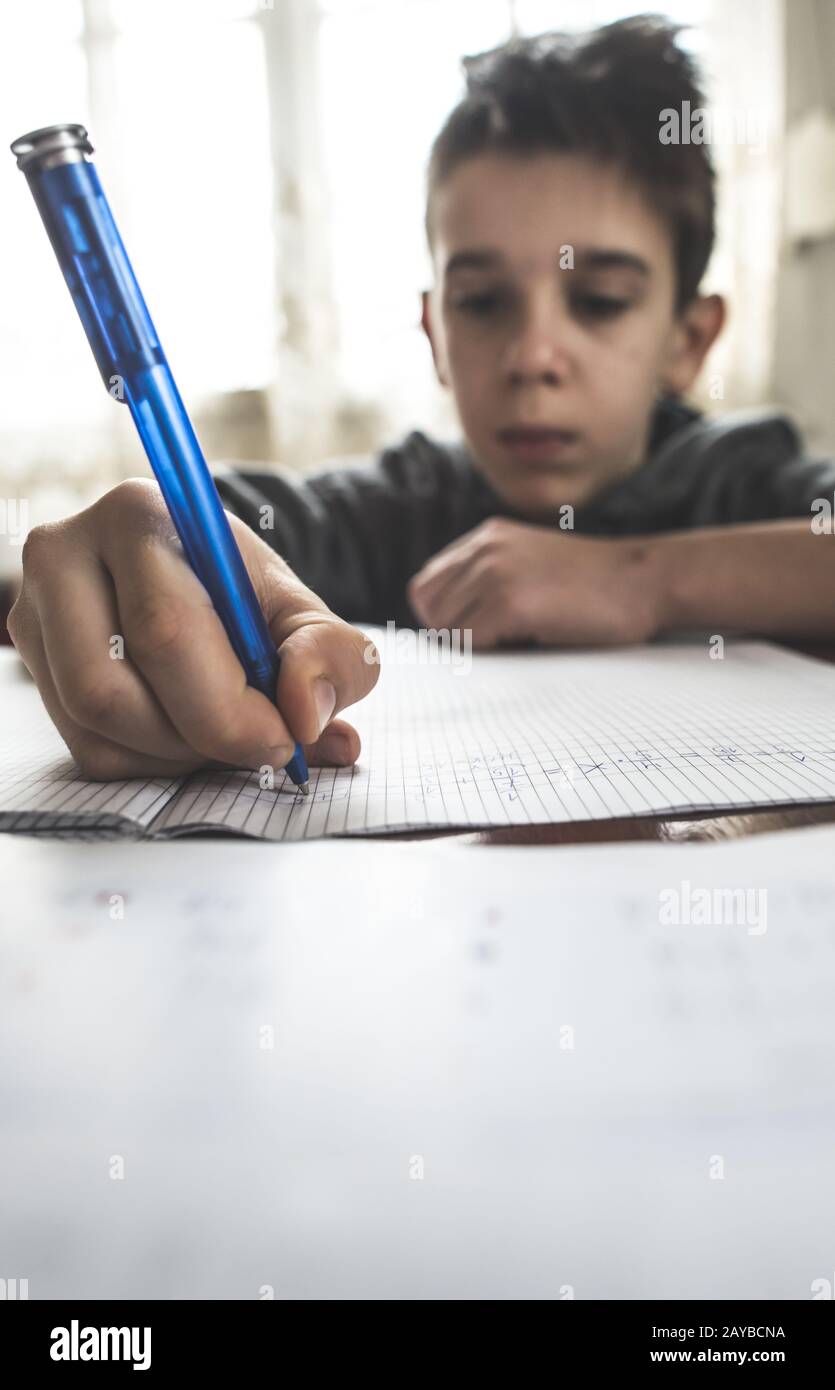 Child do his homework Stock Photo - Alamy