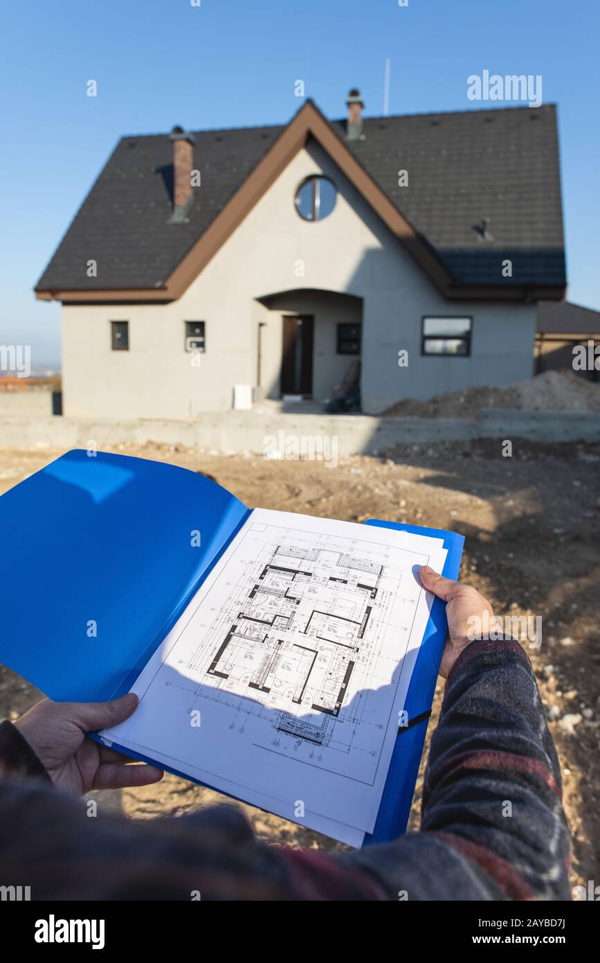 Architect house model blueprints on hi-res stock photography and images ...