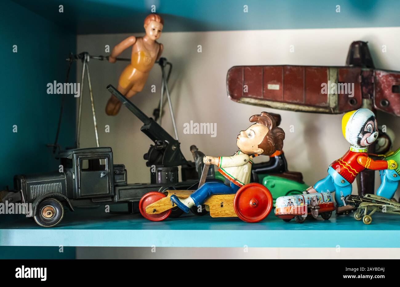 Old vintage toys on shelf Stock Photo - Alamy
