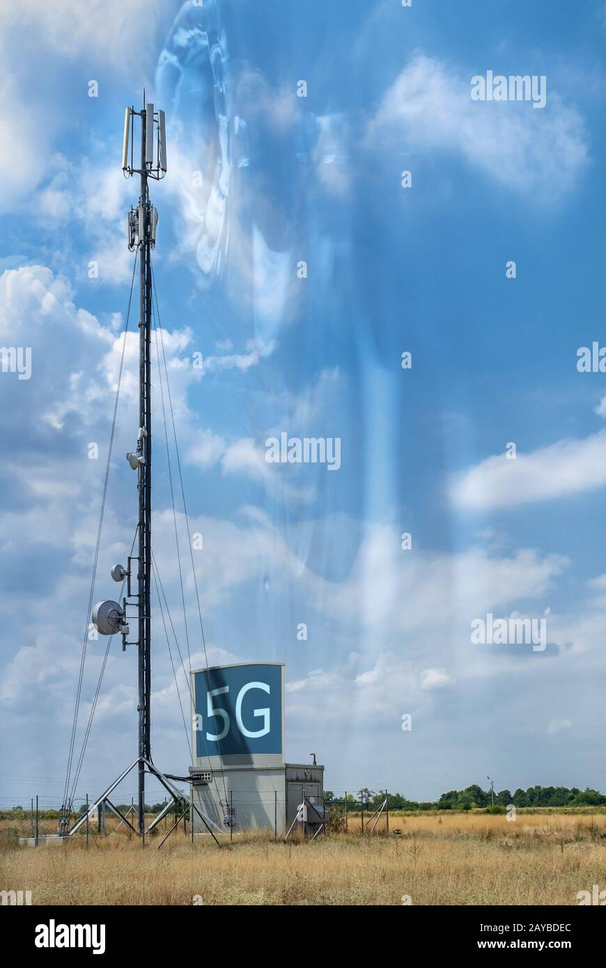 5G antennas and GSM transmitters. Concept for high speed 5G internet ...