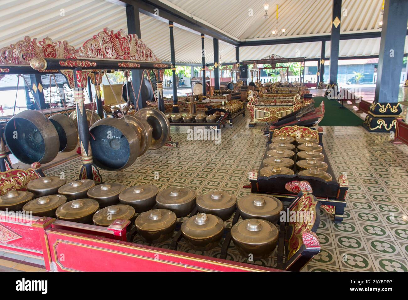 Gamelan instruments in a courtyard of the Kraton of Yogyakarta (Keraton ...