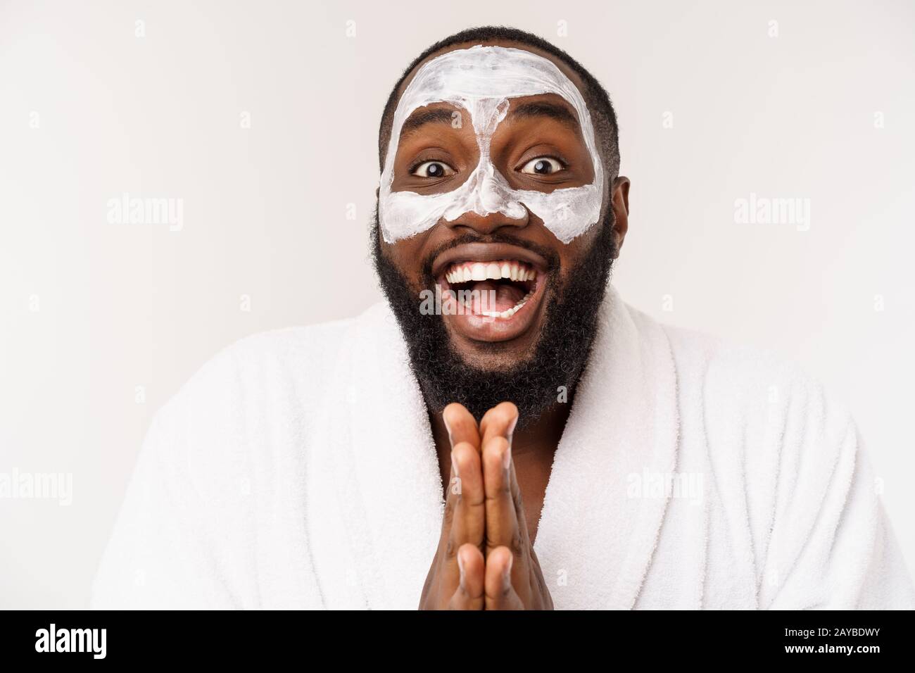 funny laughing man with mask leads healthy lifestyle, rejoicing at ...