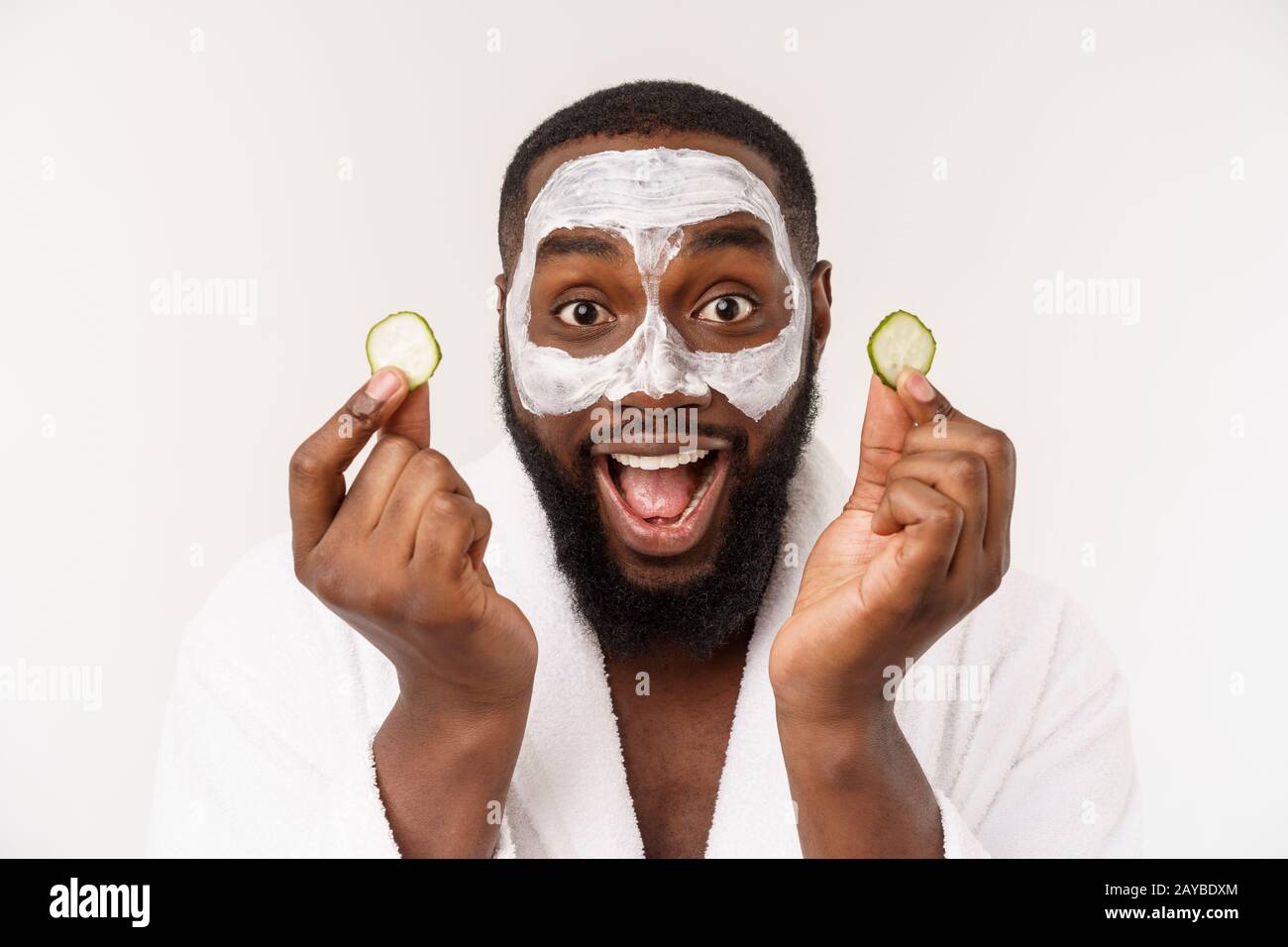 funny laughing man with mask leads healthy lifestyle, rejoicing at ...