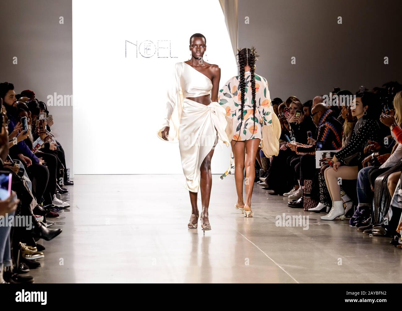 New York, NY, USA - February 12, 2020: A model walks runway for Fe Noel ...