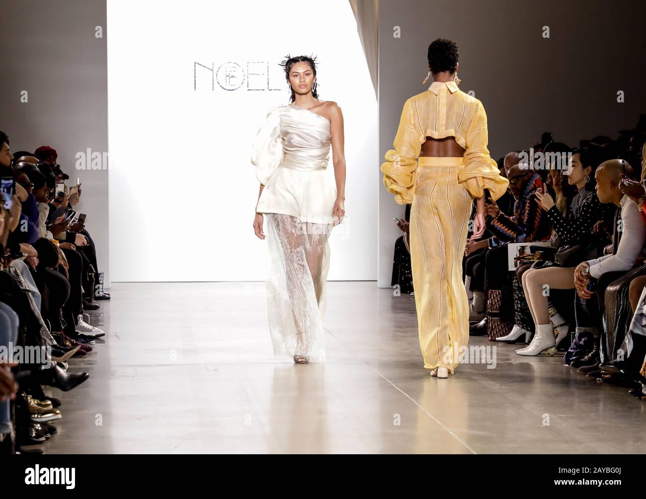 New York, NY, USA - February 12, 2020: A model walks runway for Fe Noel ...