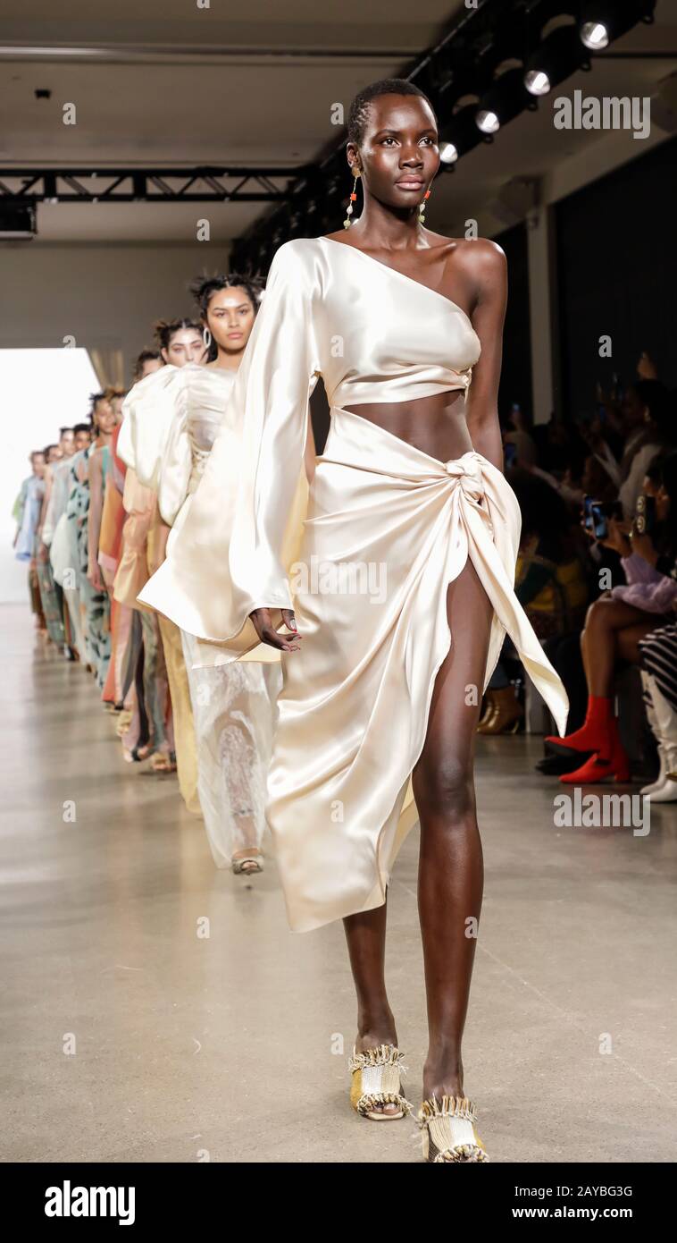 New York, NY, USA - February 12, 2020: Models walk runway for Fe Noel ...