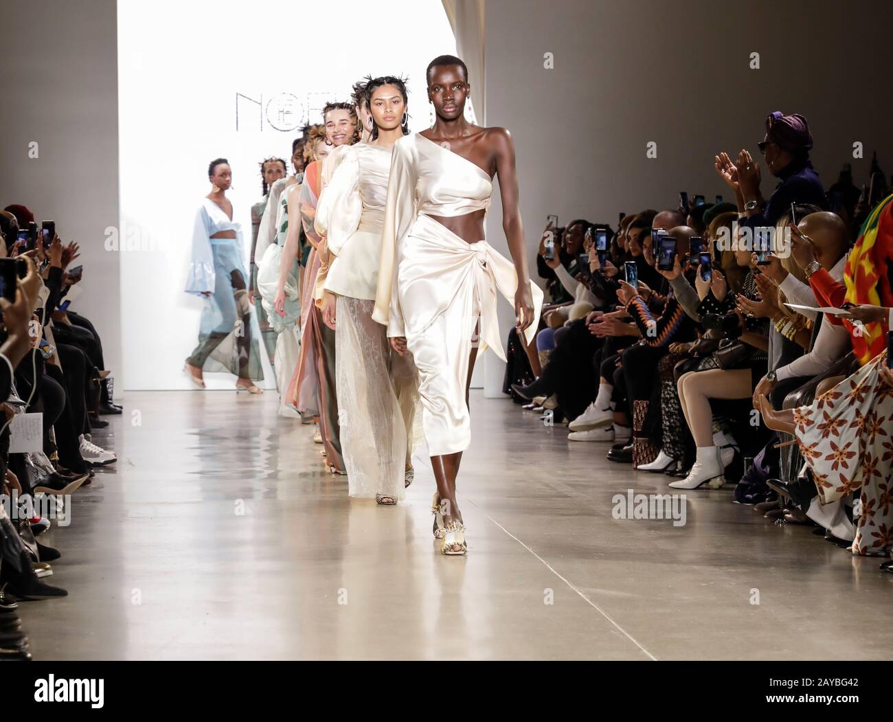 New York, NY, USA - February 12, 2020: Models walk runway for Fe Noel ...
