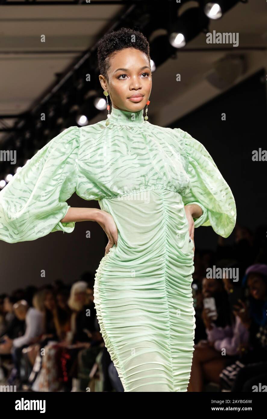 New York, NY, USA - February 12, 2020: A model walks runway for Fe Noel ...