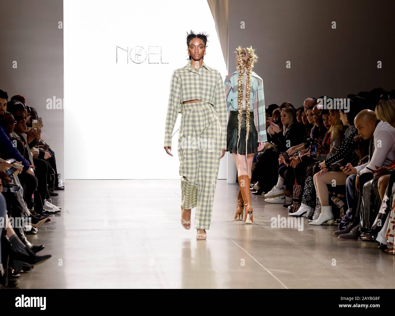 New York, NY, USA - February 12, 2020: A model walks runway for Fe Noel ...