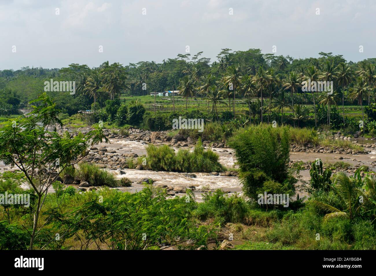 View of the confluence of the three rivers Progo, Belan and Sileng near ...