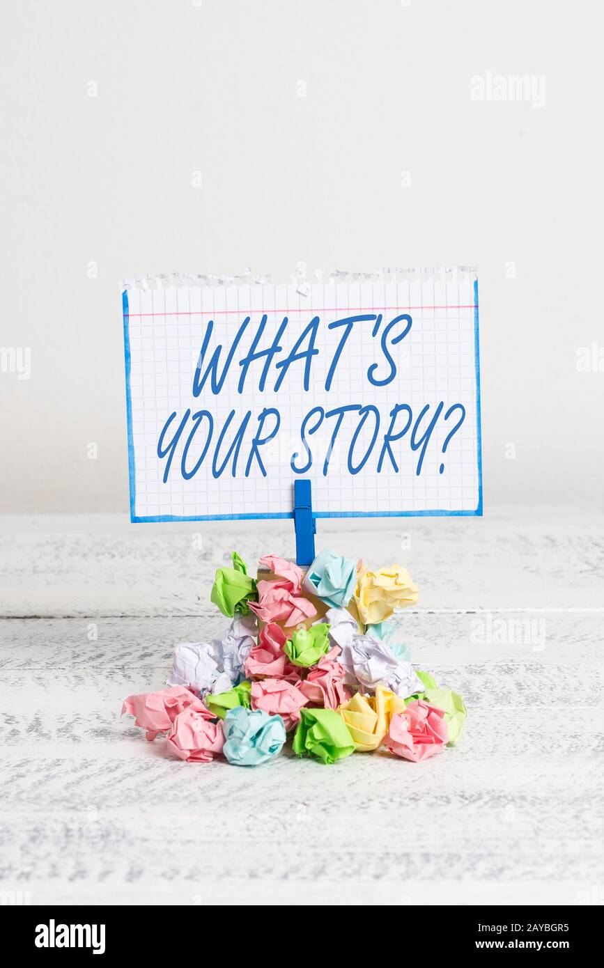 Word writing text What S Your Story Question. Business concept for ...