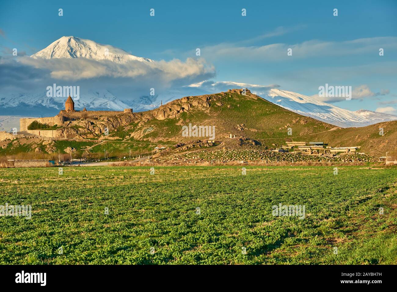 Ancient monastery in front of mountain Stock Photo - Alamy