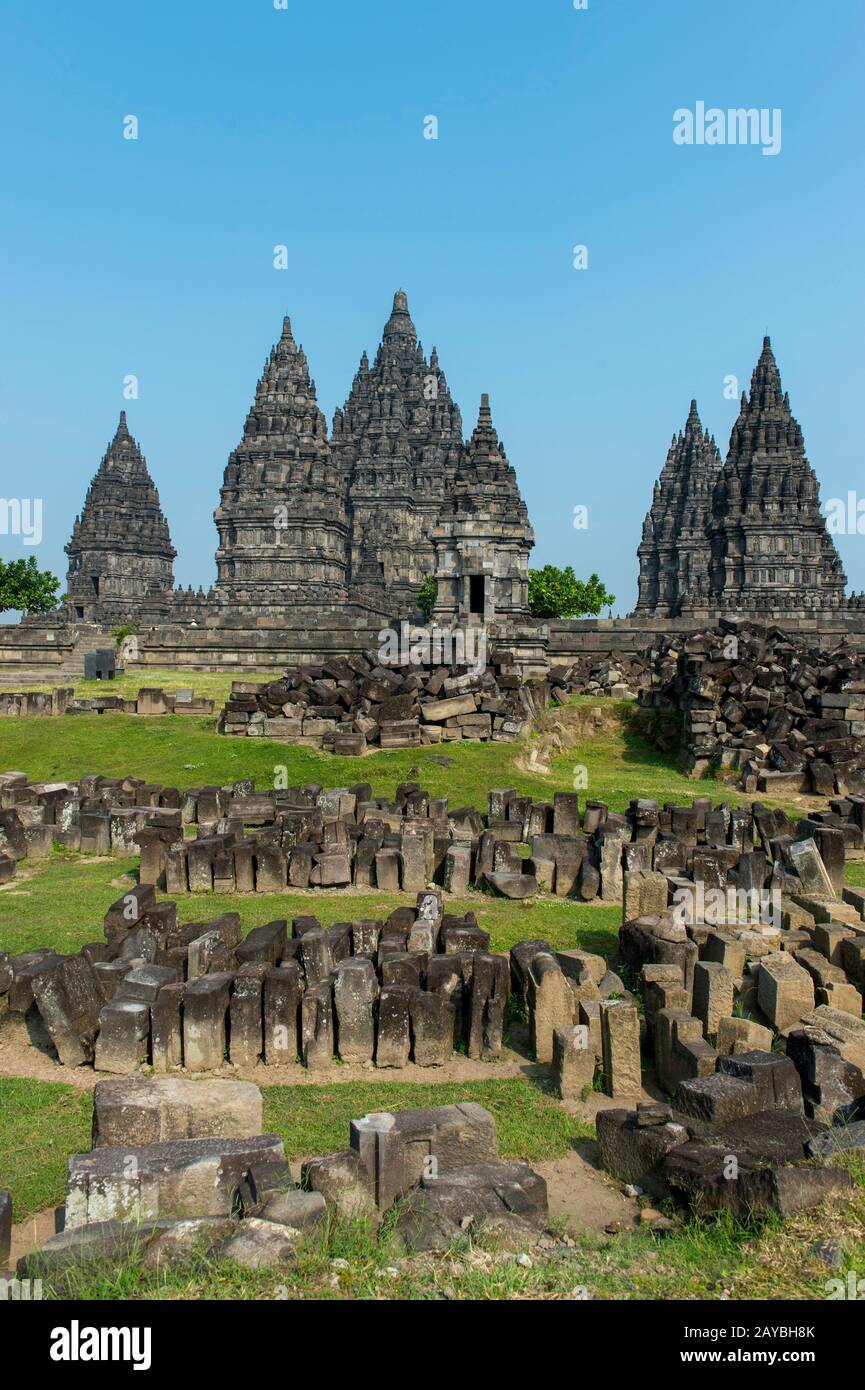 View of the Prambanan temple complex, a 9th-century Hindu temple ...