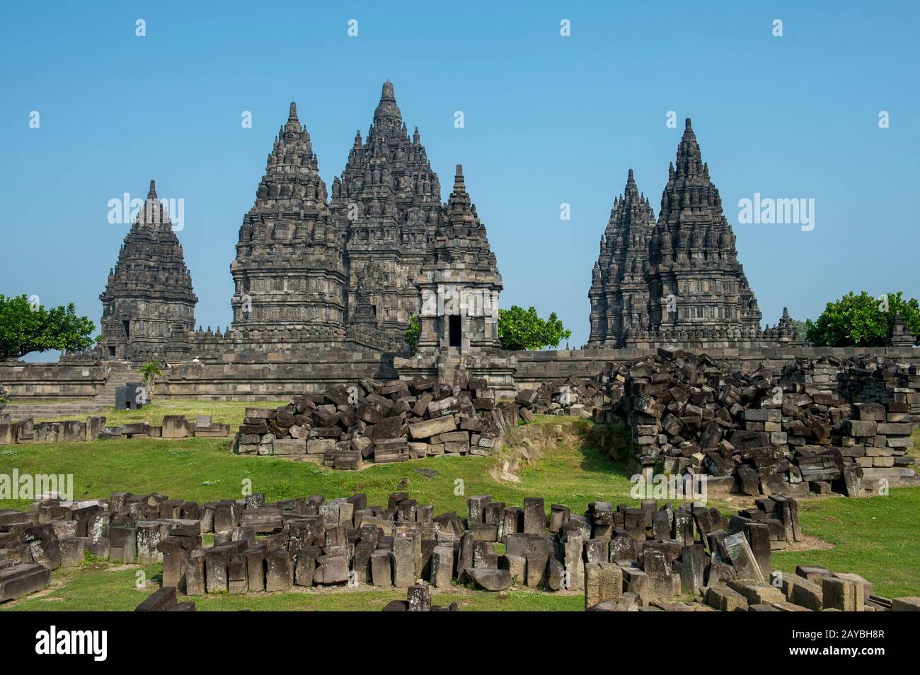 View of the Prambanan temple complex, a 9th-century Hindu temple ...