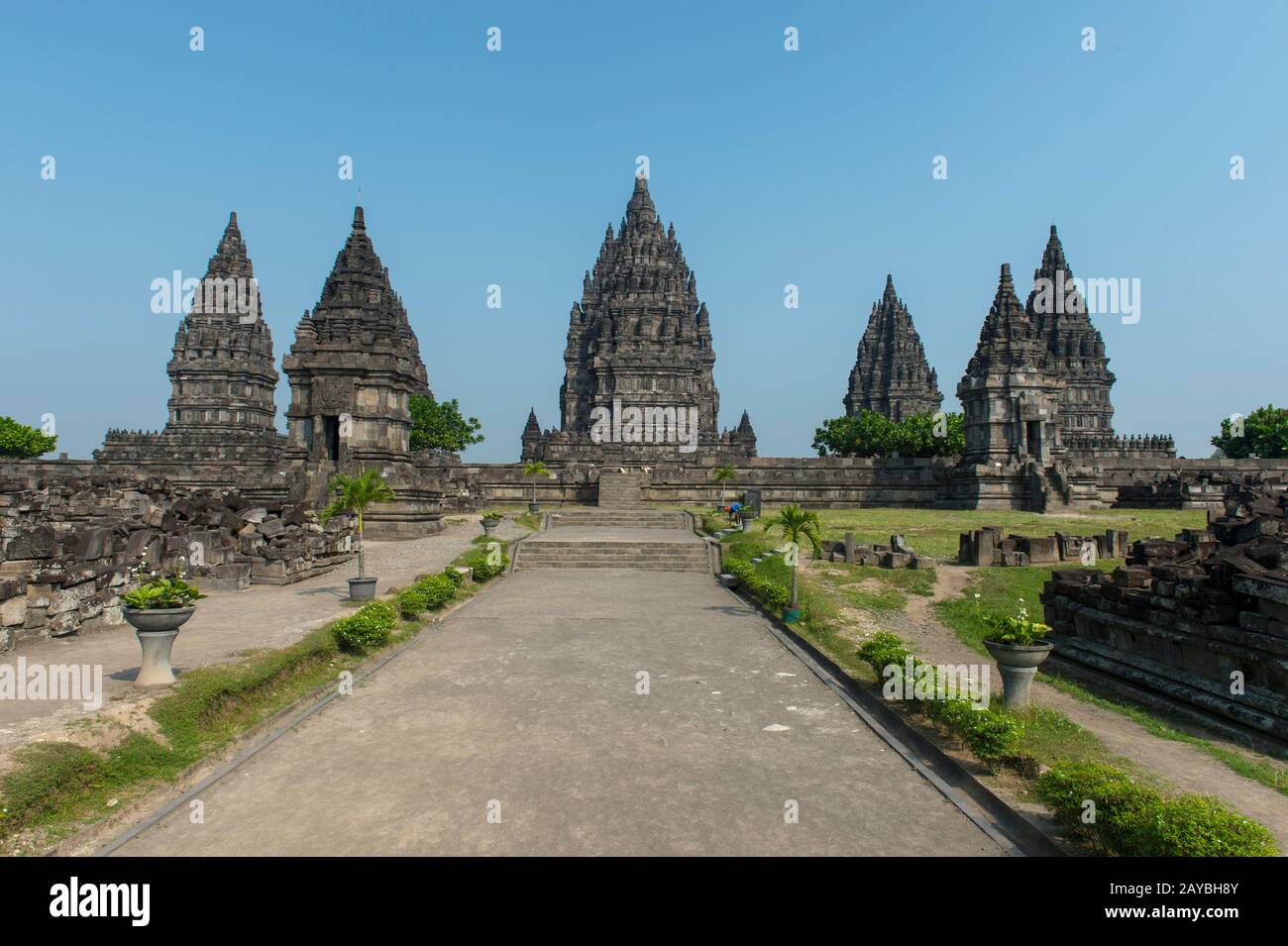 View of the Prambanan temple complex, a 9th-century Hindu temple ...