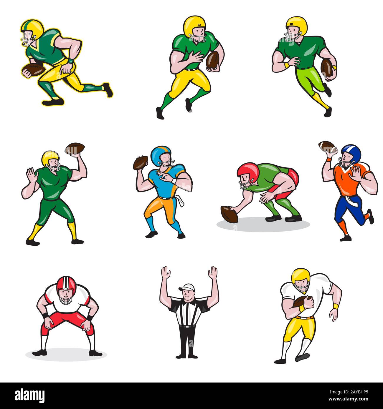 American Football Player Cartoon Collection Set Stock Photo - Alamy