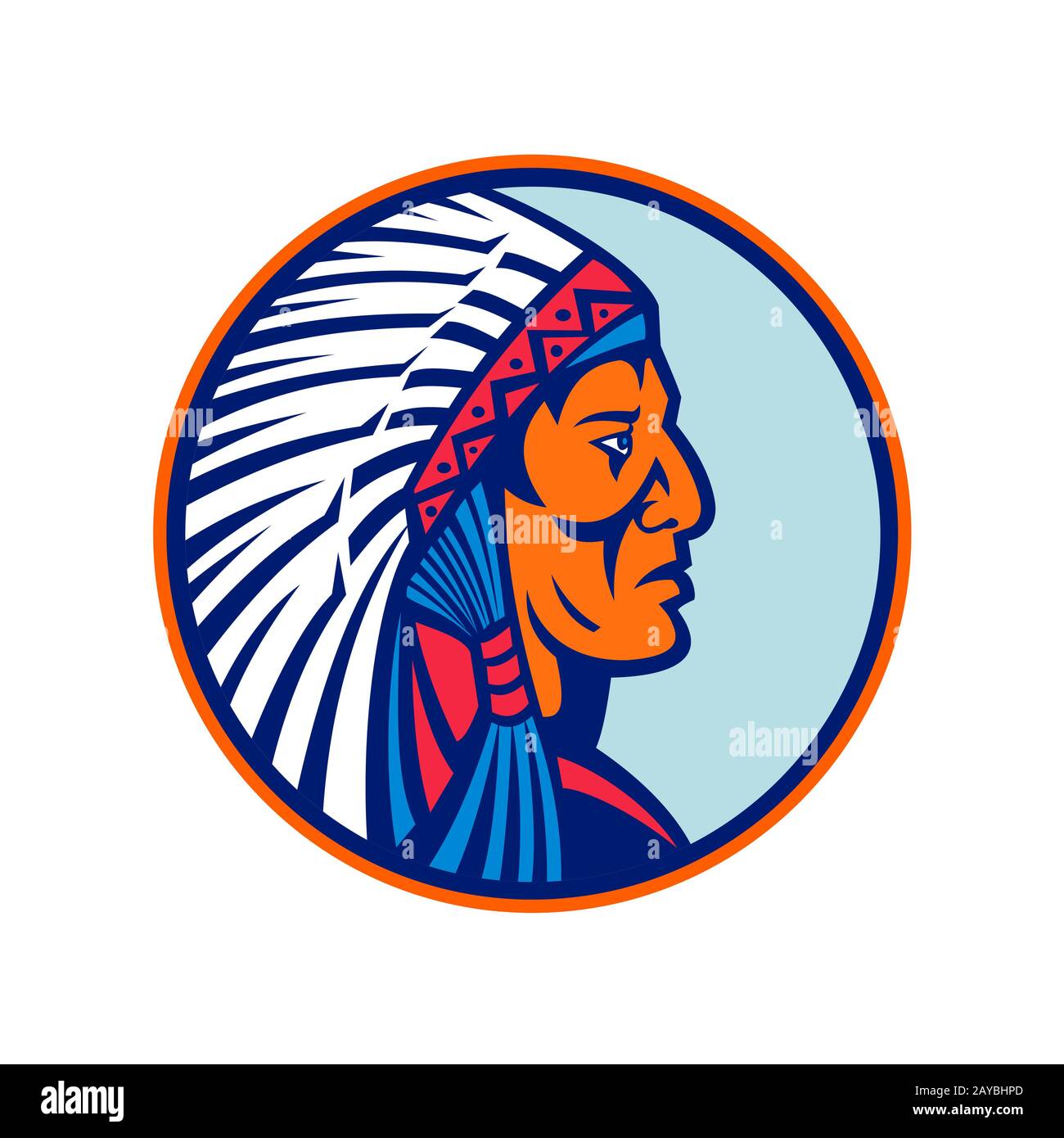 Cheyenne Chief Head Mascot Stock Photo - Alamy