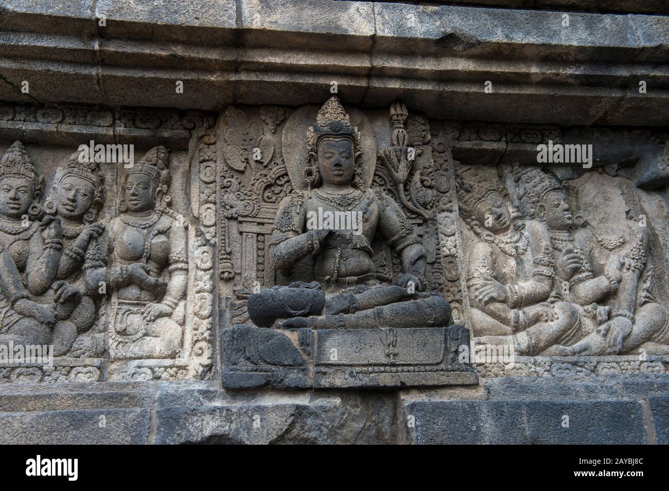 Bas relief stone carvings in the Prambanan temple complex, a 9th ...