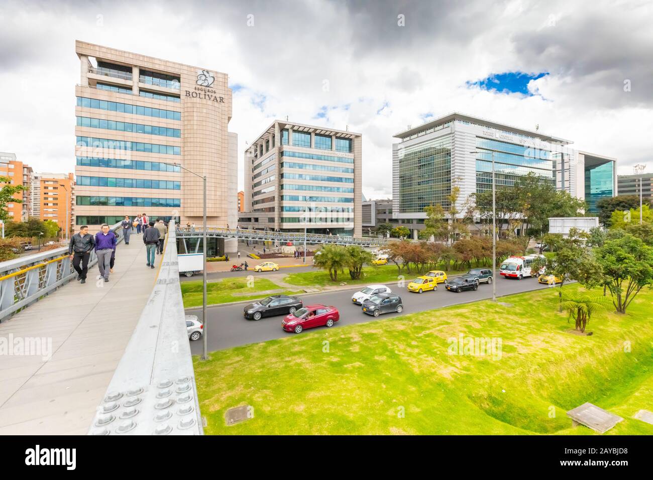Bogota city pedestrian bridge on El dorado avenue Salitre district ...