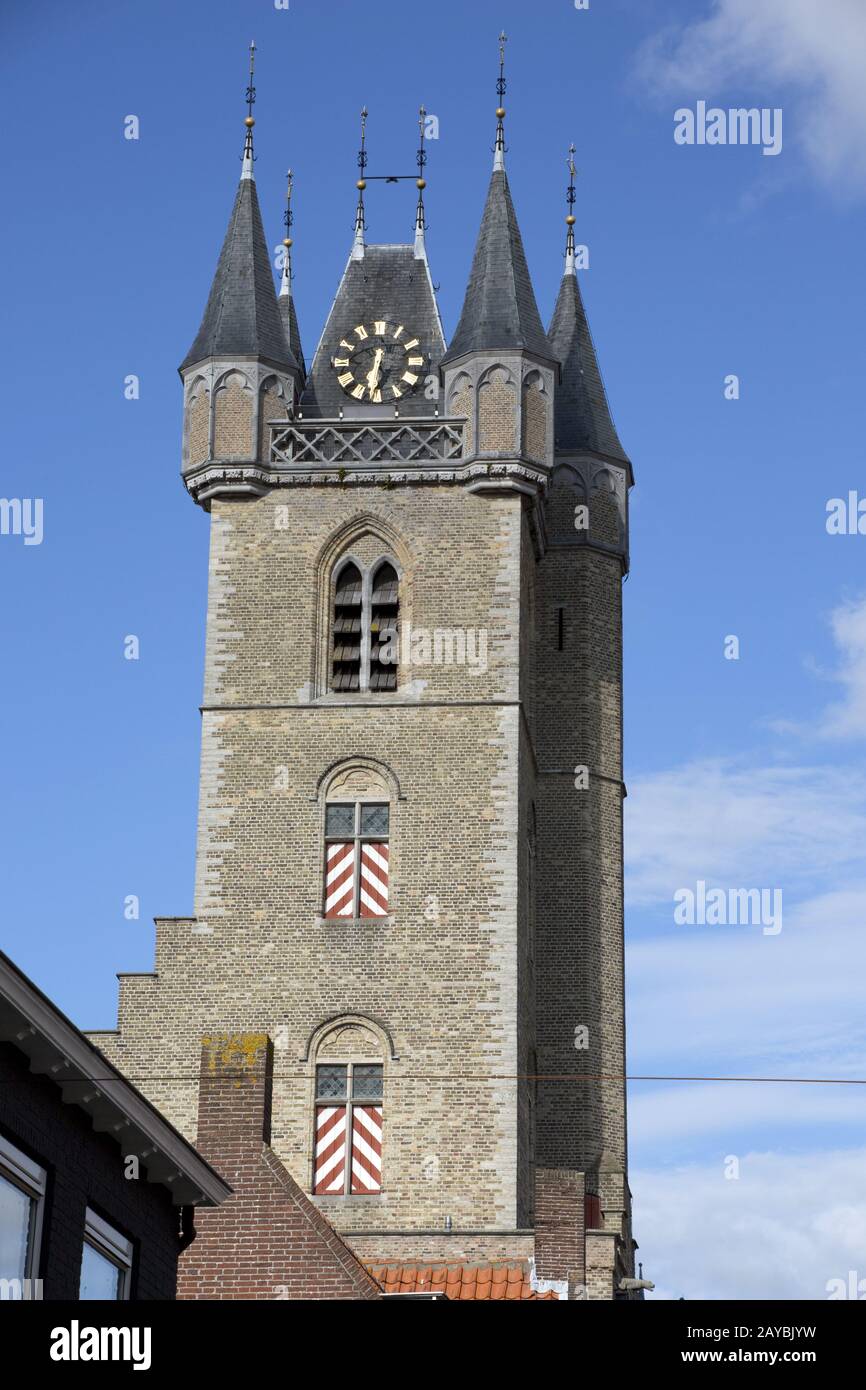 historical bell tower from 1396, Sluis, Zeeland, Netherlands Stock ...